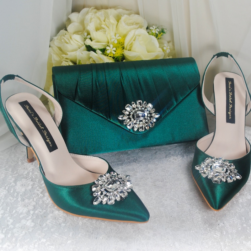 Emerald Green Sandals Heels - Etsy UK