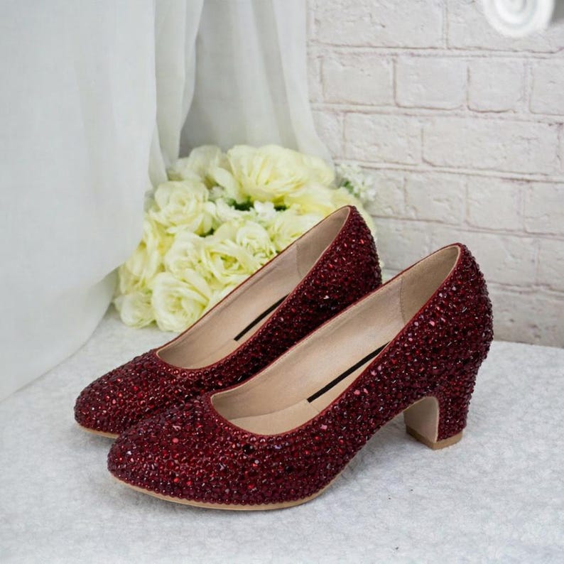 Ruby Slippers, Red Crystal Block Heels, Oz Inspired Custom Bridal Pumps ...