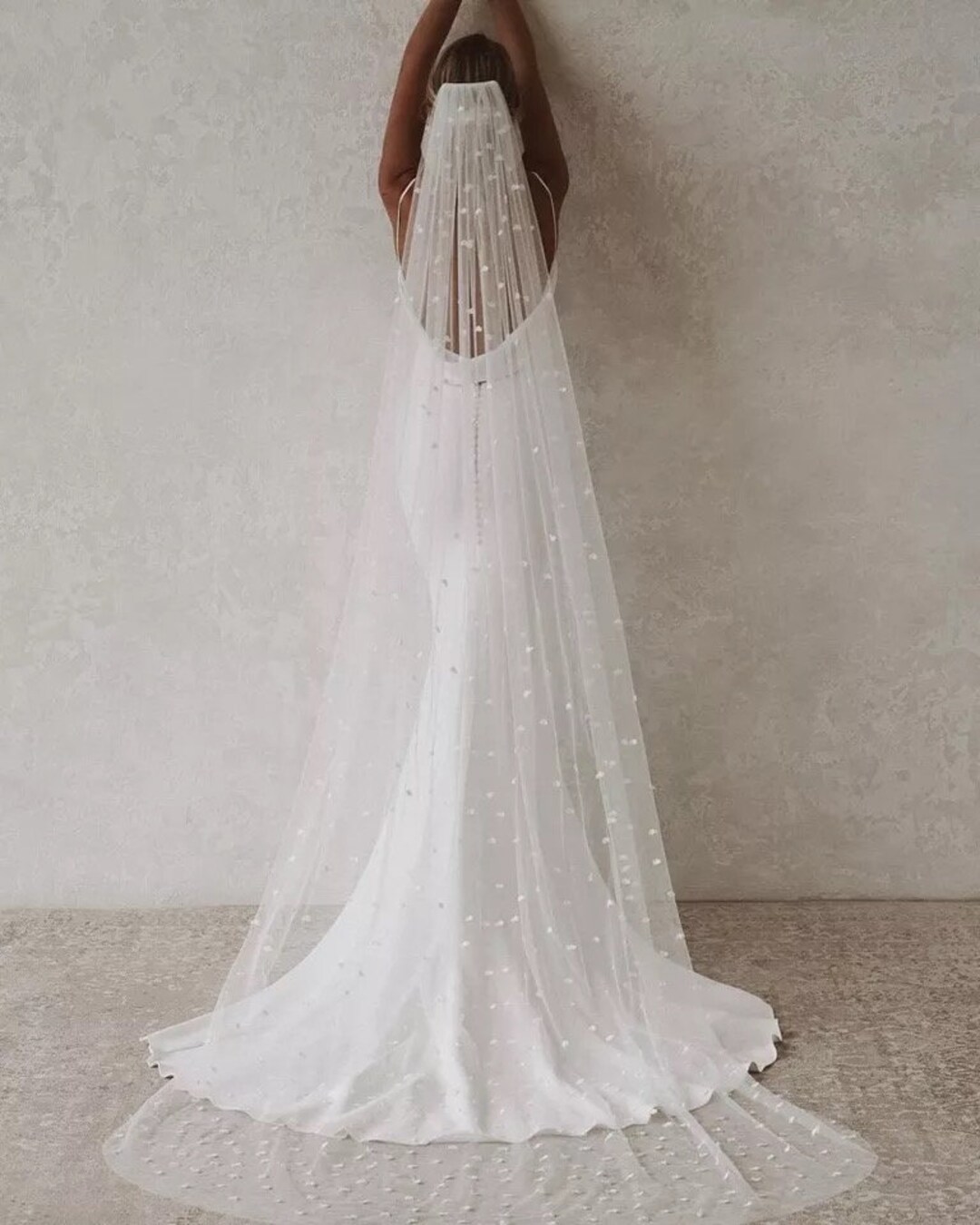 Wedding Pearl Veil,soft Bridal Tulle Veil With Comb,floor Length Veil ...