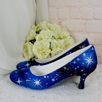 Celestial Bridal Heels - Sparkling Blue Sun, Moon & Stars Wedding Shoes ...