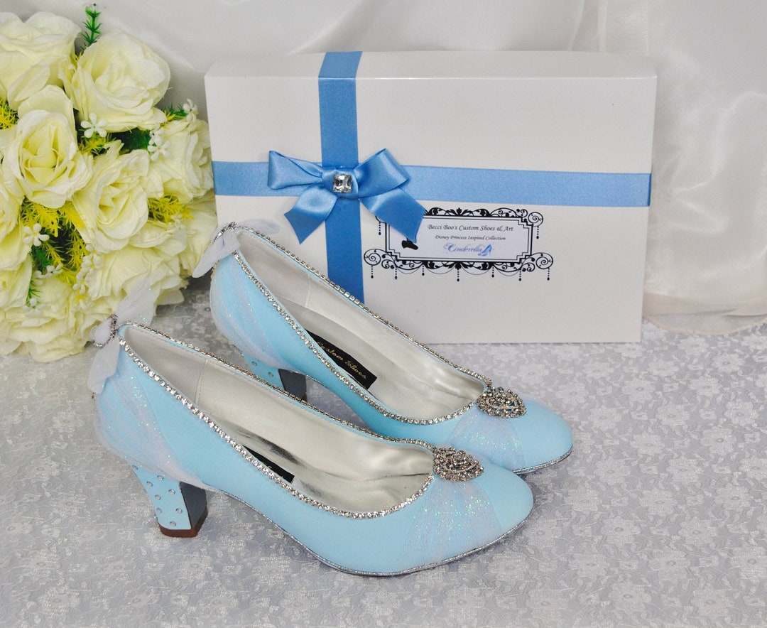 Cinderella Princess Costume Shoes: Something Blue Block Heel Bridal ...