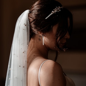 Wedding Pearl Veil,soft Bridal Tulle Veil With Comb,floor Length Veil ...