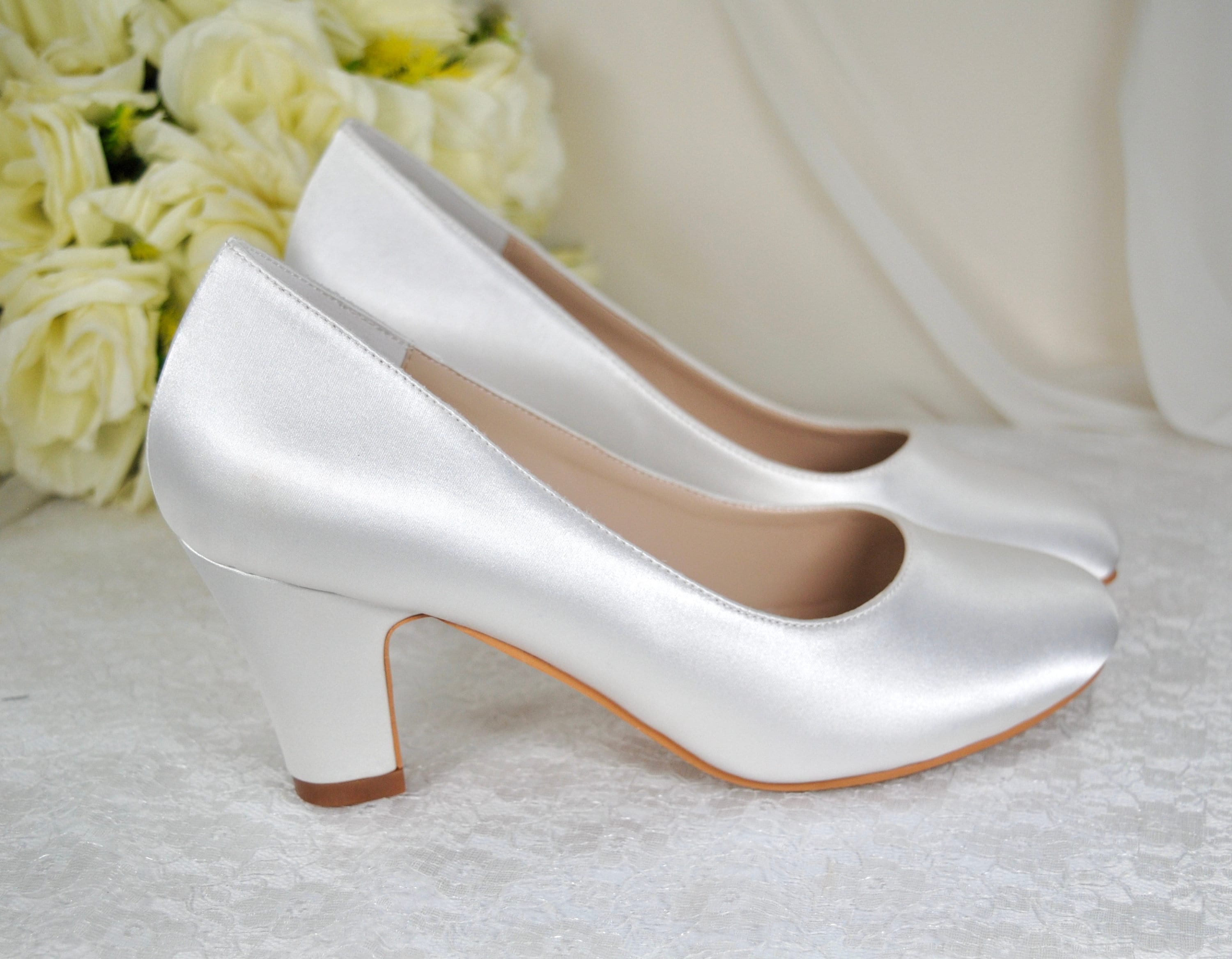 Block Heel Satin Shoes, Custom Colour Bridal Court Shoes - Etsy