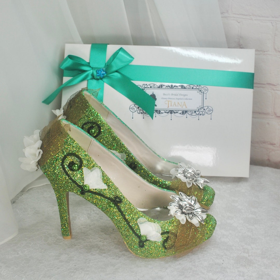 Green Glitter Tiana Heels: Princess and the Frog Costume Shoes - Etsy