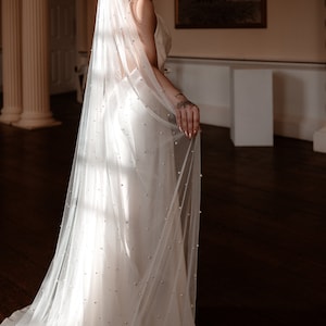 Wedding Pearl Veil,soft Bridal Tulle Veil With Comb,floor Length Veil ...
