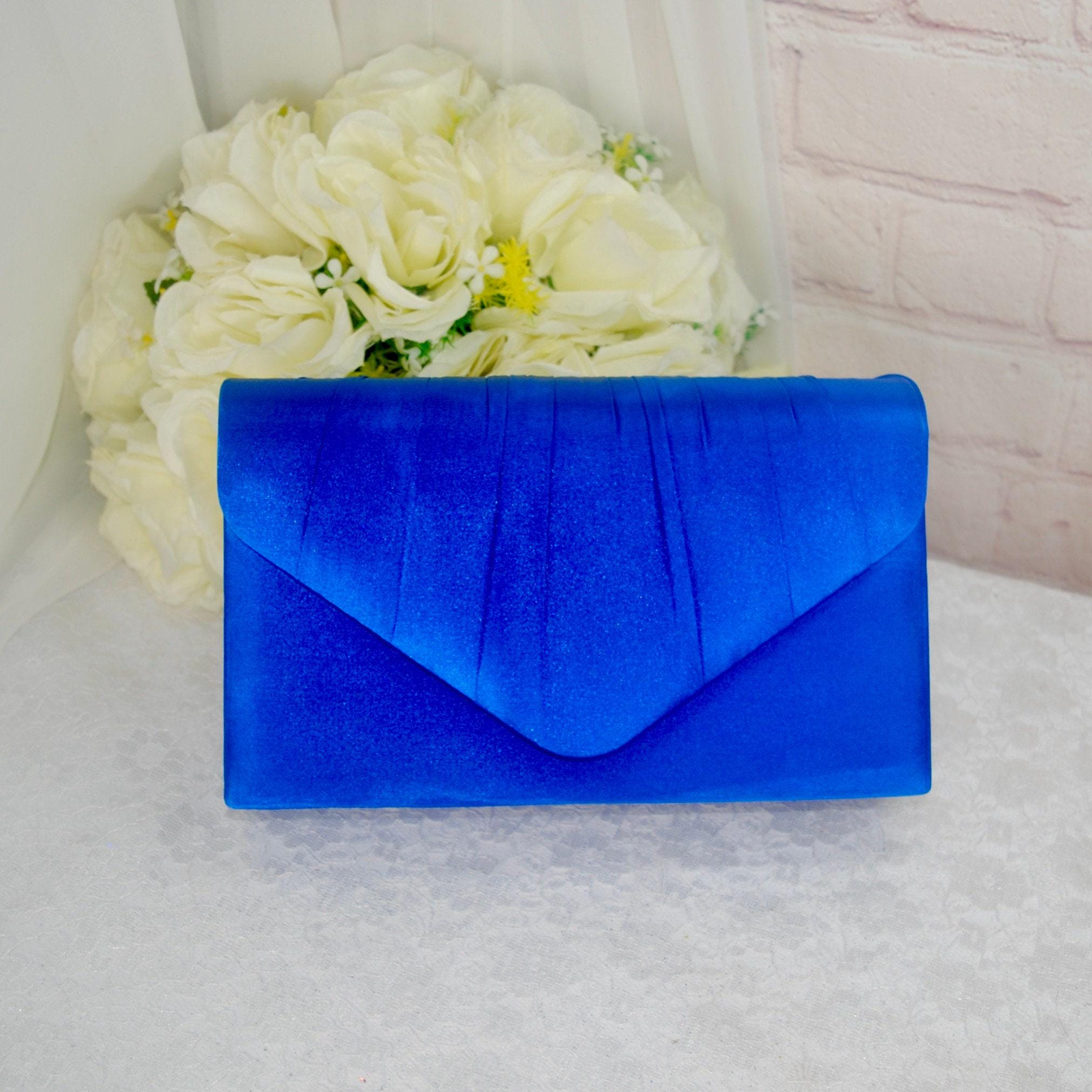 Royal Blue Satin Clutch Bag: Handmade Wedding Bridal Purse - Etsy Australia