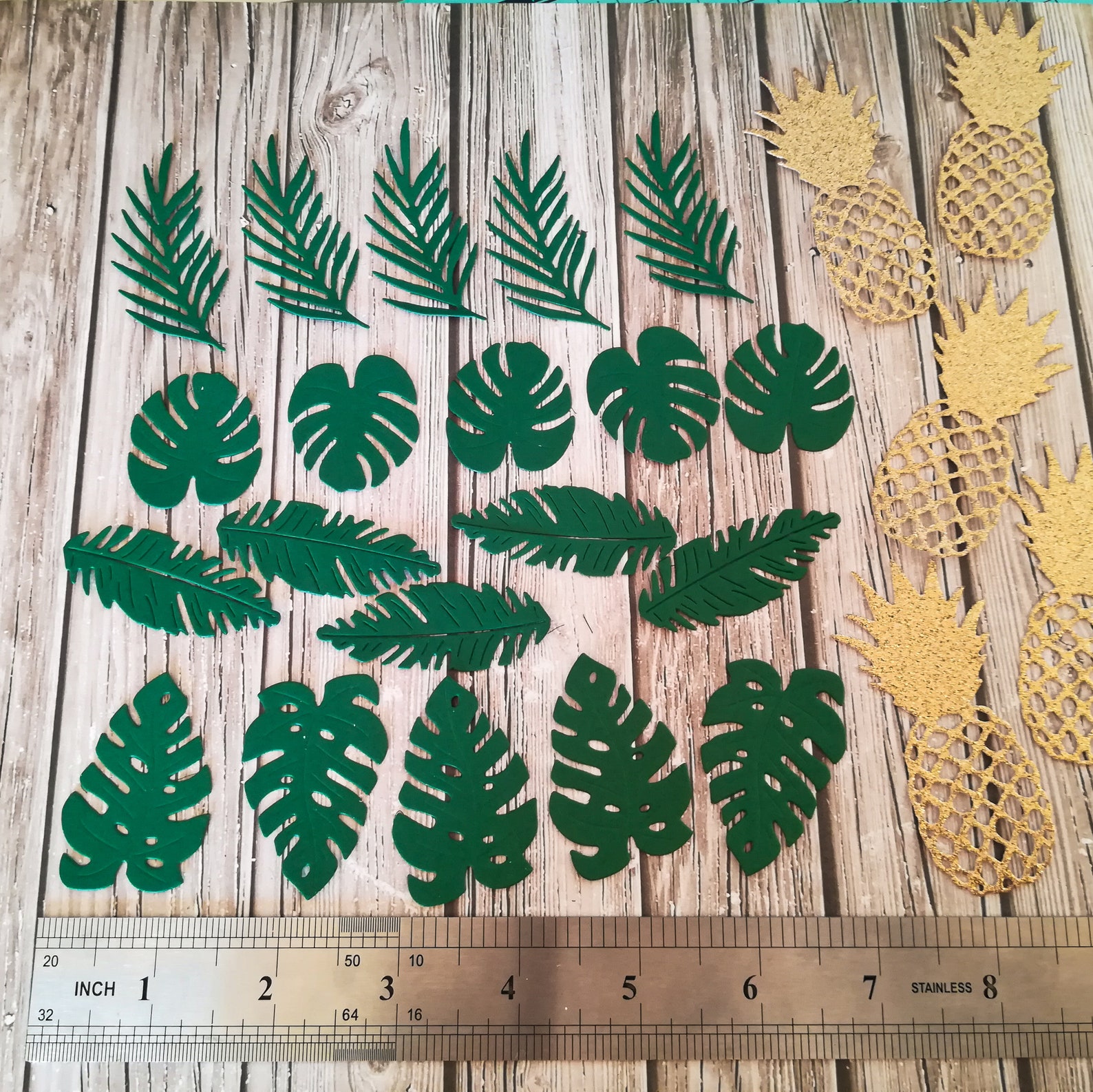 Paper Pineapple Die Cuts - Paper Leaves Cutout - Paper Pineapple ...