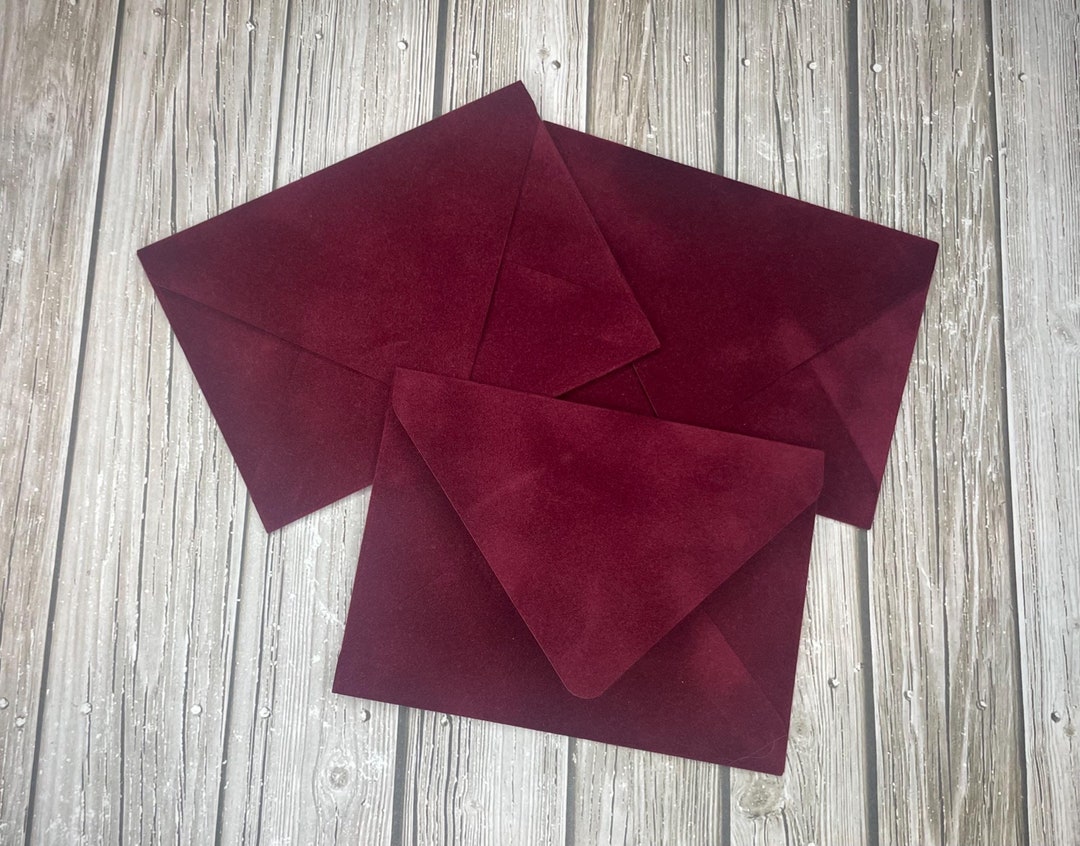 Luxury Burgundy Velvet Envelope | Velvet Envelope | Elegant Envelope ...