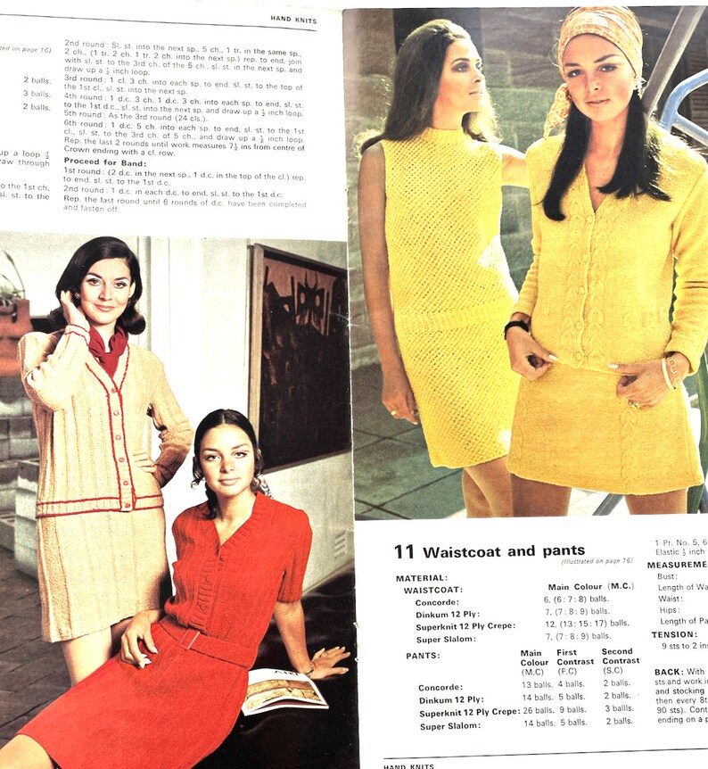 Hand Knits PDF 1970's Pattern Book - 21 Patterns + Knitted Cardigan ...