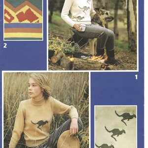 Patons Australian Knit Sweater Pattern: Aussie Flag, Kangaroo (PDF ...