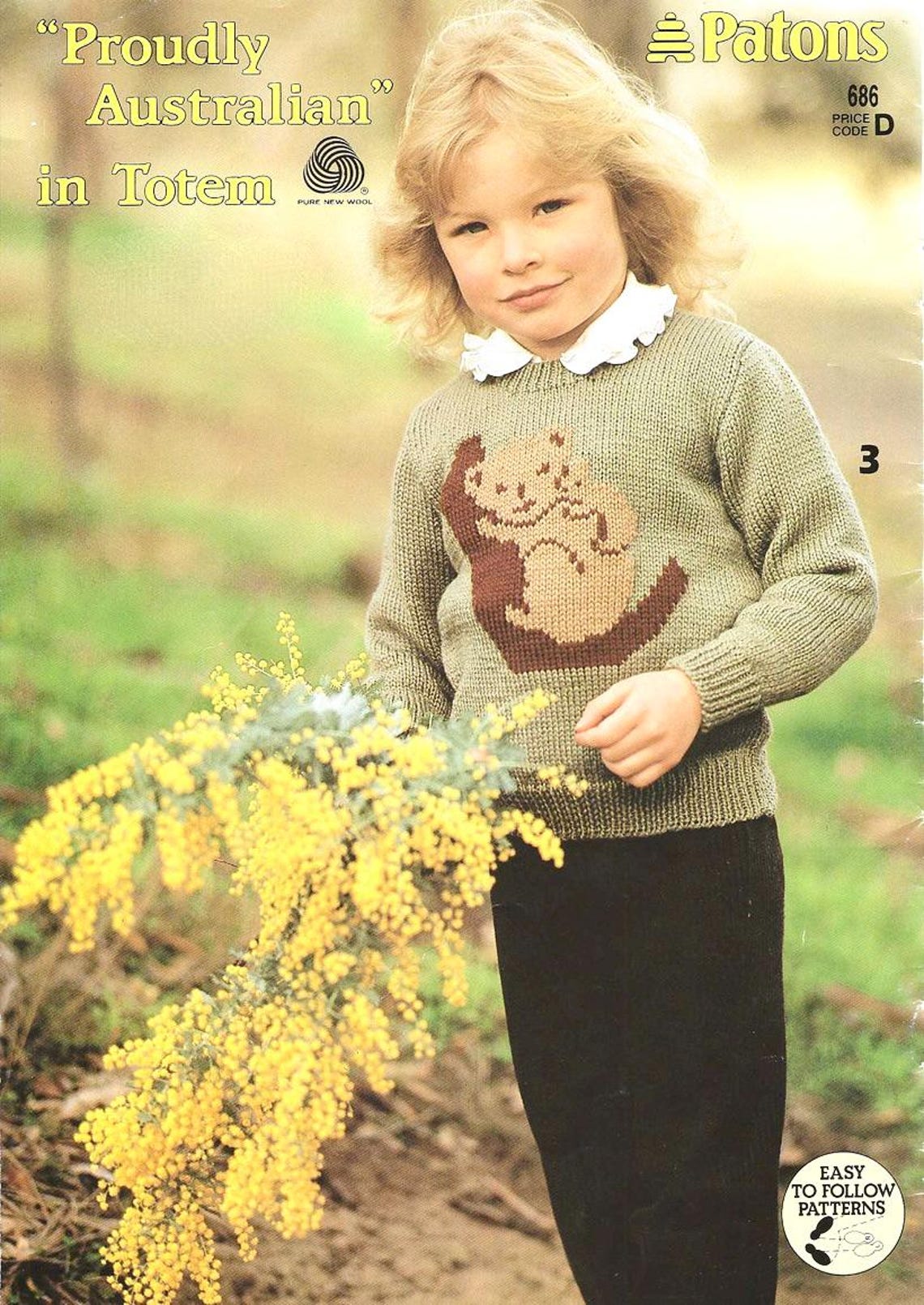 Patons Australian Knit Sweater Pattern: Aussie Flag, Kangaroo (PDF ...