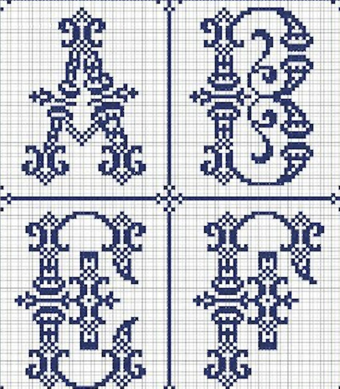 Alphabet Needlepoint Pattern: A to Z Monogram Cross Stitch (PDF ...