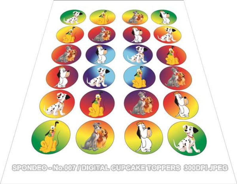DIY Printable Toppers for Muffins and Cupcakes, Dog Cartoon Character ...