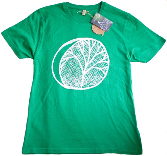 XL Green Tree and Moon T-shirt 100% Recycled Organic | Etsy