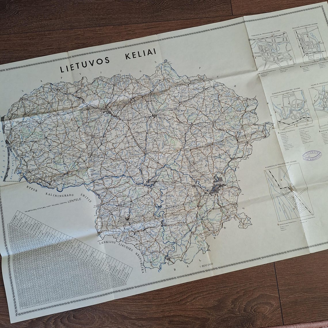 Lietuvos keliai, Karte der Straßen Litauens, Jahr 1989, Ephemera, Vintage. - Etsy.de
