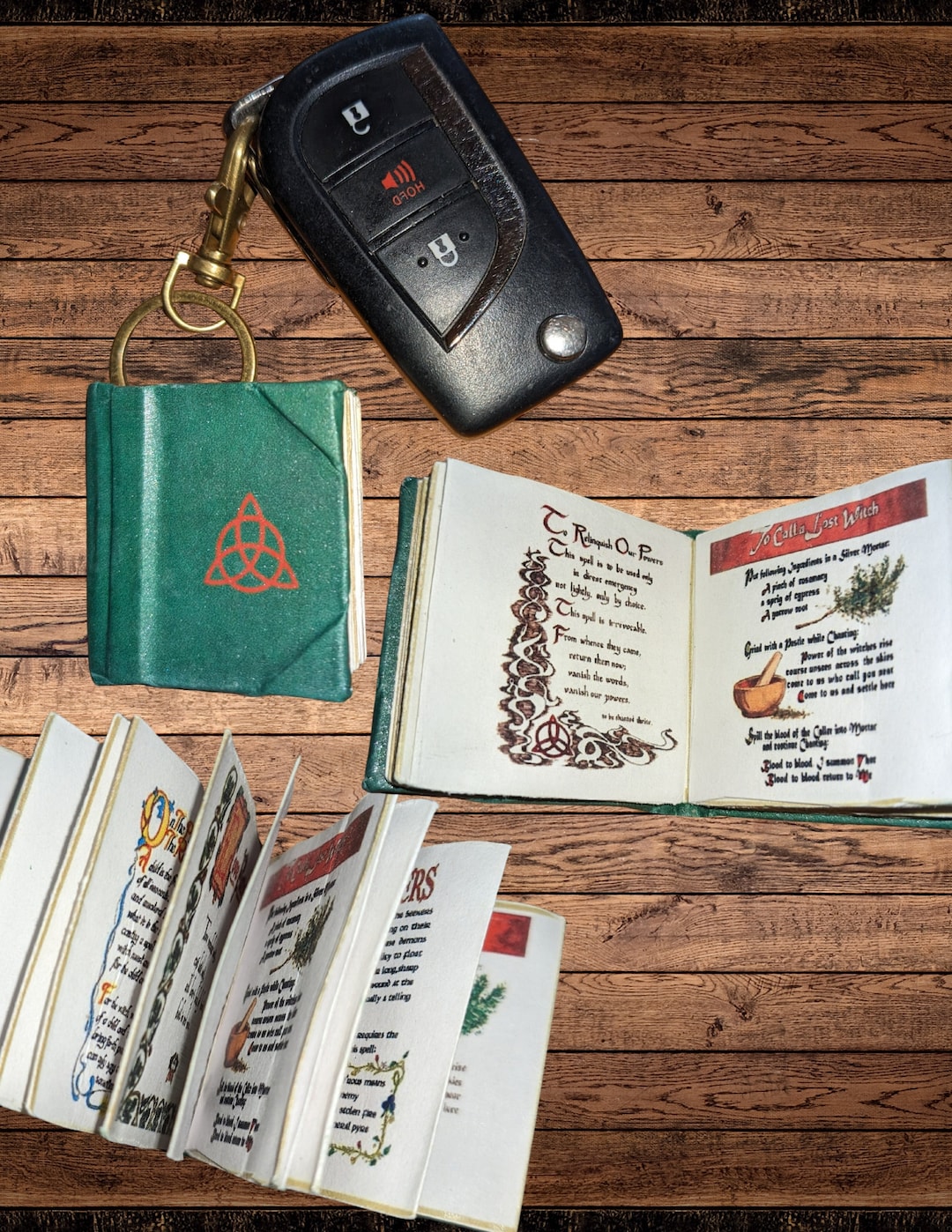 Vintage Style Mini Book Charmed Keychain Spellbook Journal Makes a ...