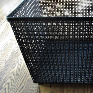 Vintage MCM Perforated Metal Footed Bin Container - Punched Metal ...