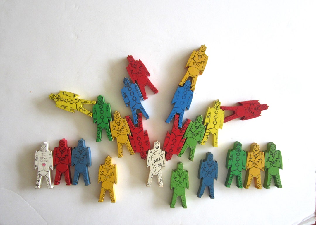 Vintage Bill Ding Clowns Wooden Stacking Toy Blocks by Strombecker ...