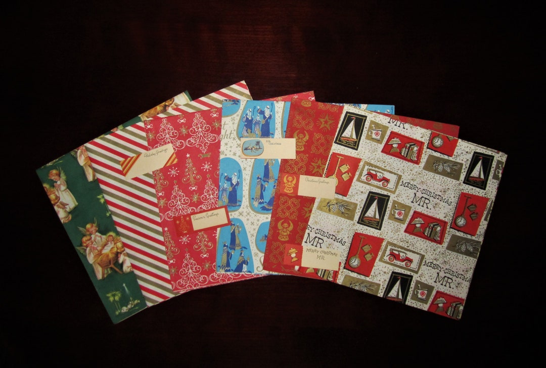 Vintage Christmas Gift Wrapping Paper W/matching Gift Tags - 6 FULL ...