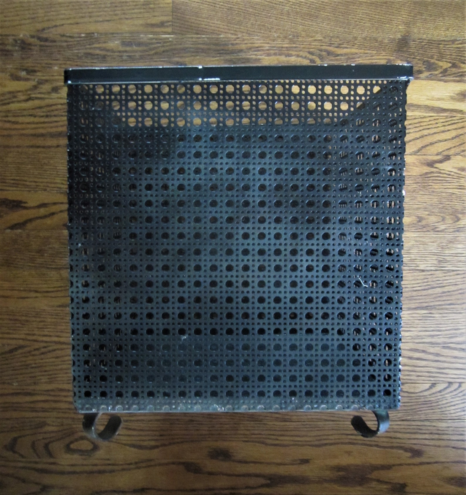 Vintage MCM Perforated Metal Footed Bin Container Punched - Etsy