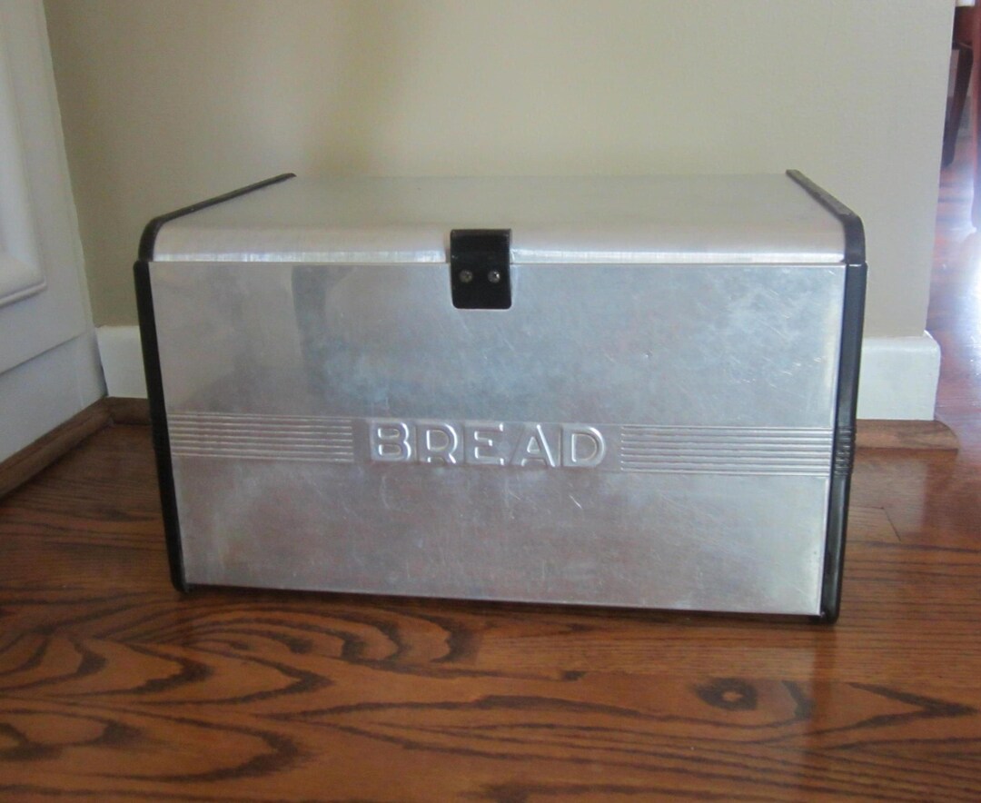 Vintage Kromex Spun Aluminum Bread Box With Shelf, Built in Cutting ...