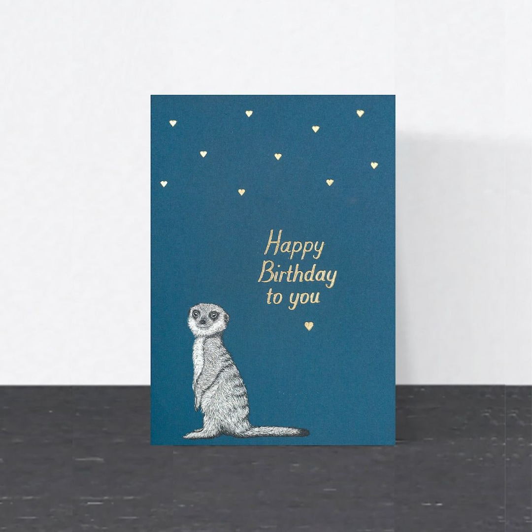 Luxury Meerkat Birthday Card // Gold Foil Card for Her Happy - Etsy
