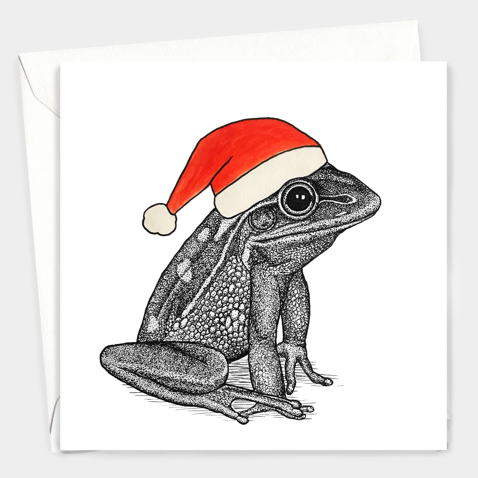 Cute Frog Christmas Card // Animal Art Wildlife Card Blank - Etsy