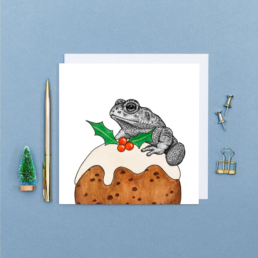 Toad Christmas Card // Funny Animal Christmas Card, Animal Art ...