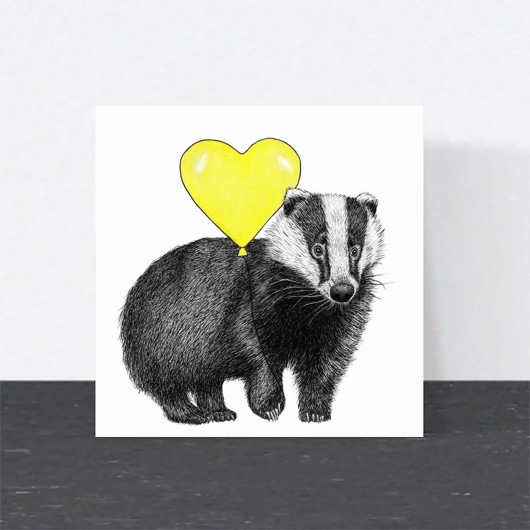 Badger Birthday Card // Animal Art Cards for Friend Cute - Etsy