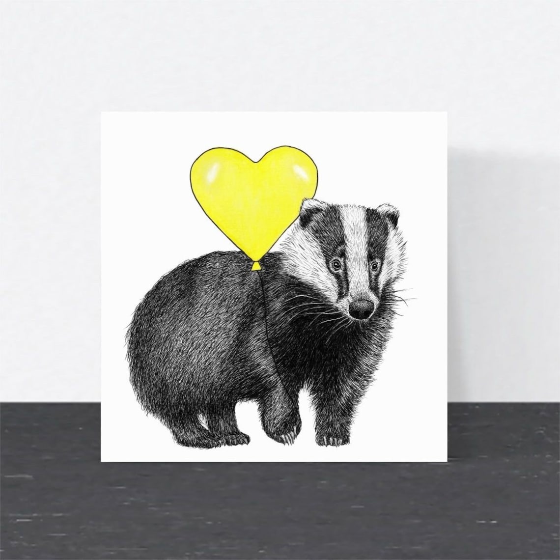 Badger Birthday card // animal art cards for friend cute | Etsy