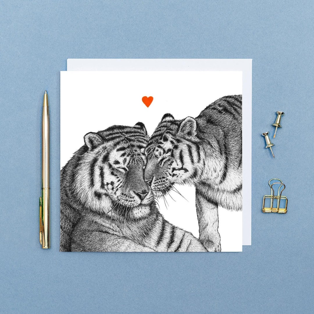 Tiger Love Card // Birthday Card for Husband or Wife, Valentine's Cards ...