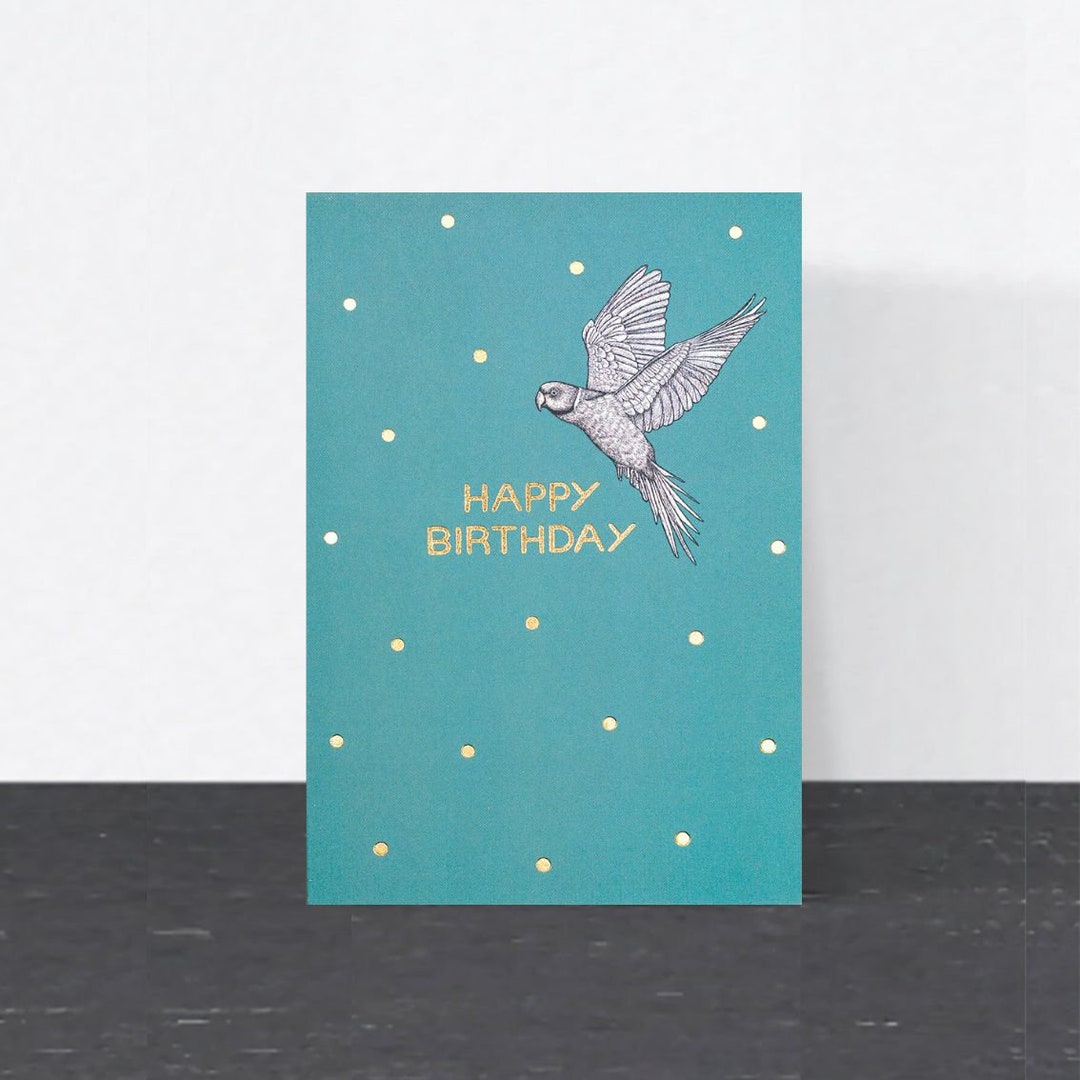 Luxury Parakeet Birthday Card // Gold Foil Card for Her Happy - Etsy
