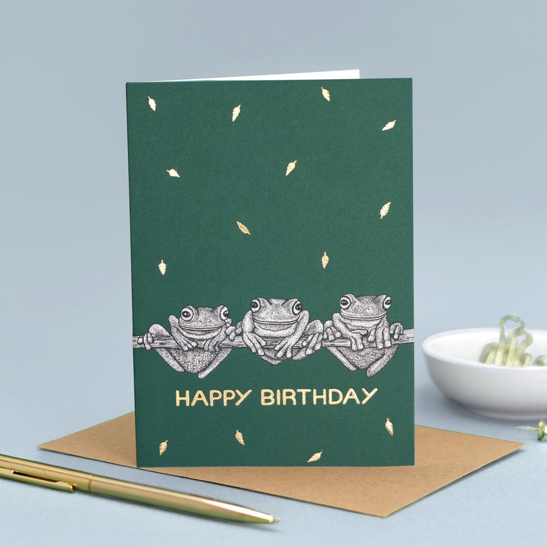 Luxury Frog Birthday Card // Gold Foil Card for Him or for Her, Happy ...