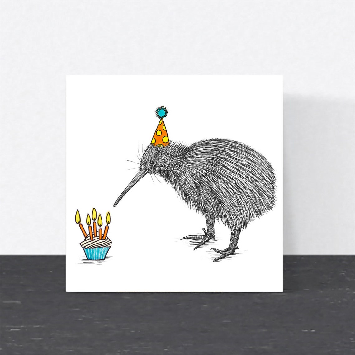 Kiwi Birthday Card // Animal Art Cards for Friend Cute Blank | Etsy