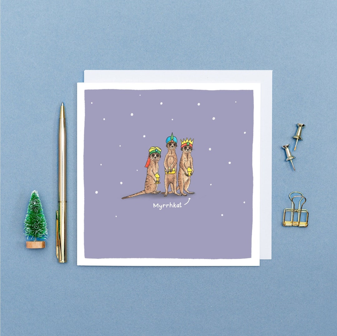Myrrhkat - Christmas Pun Card // Funny Animal Christmas Cards // Hand ...