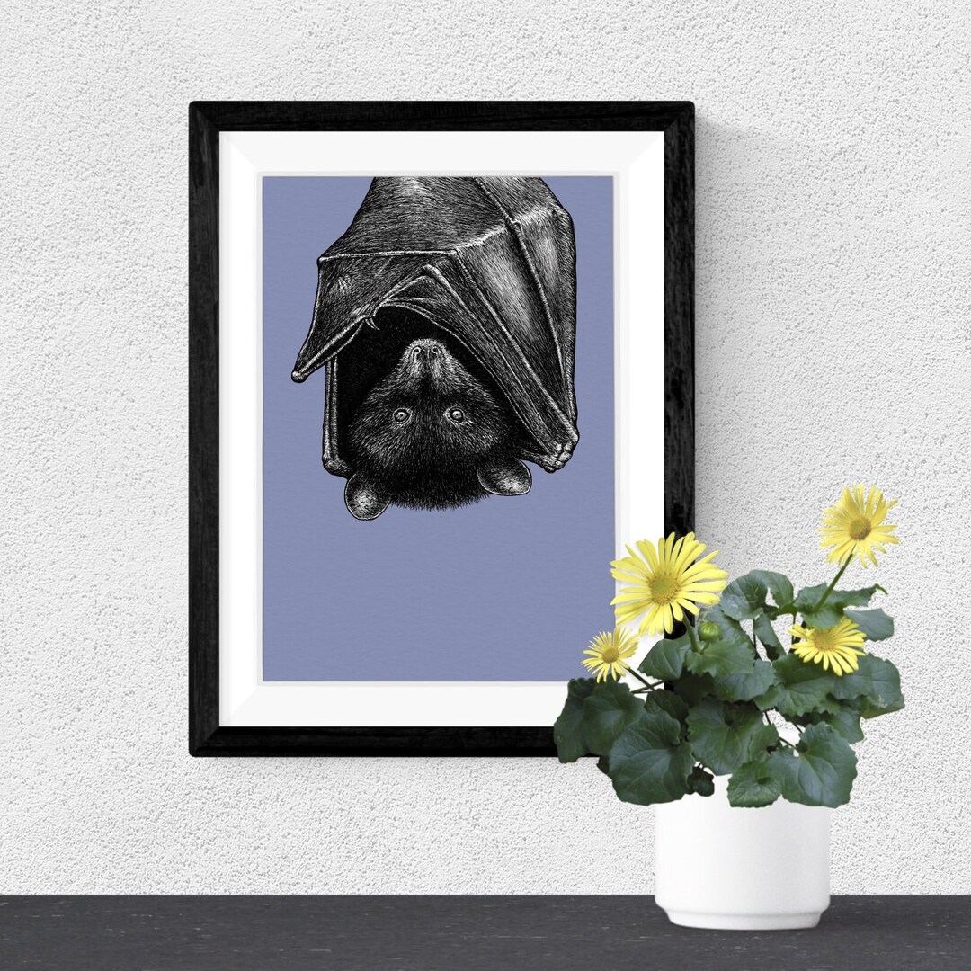 Fruit Bat A4 Art Print // Bat Wall Art, Livingstone's Fruit Bat, Flying ...
