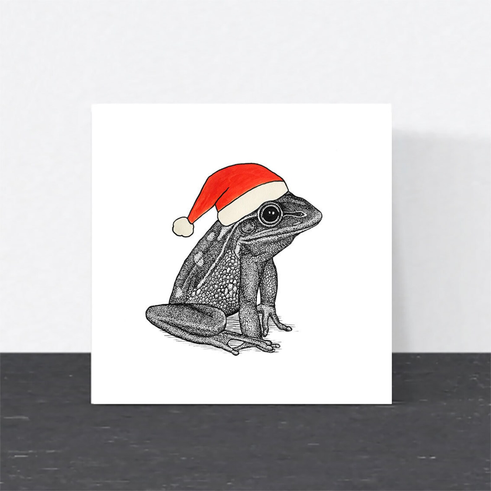 Cute Frog Christmas Card // Animal Art Wildlife Card Blank - Etsy