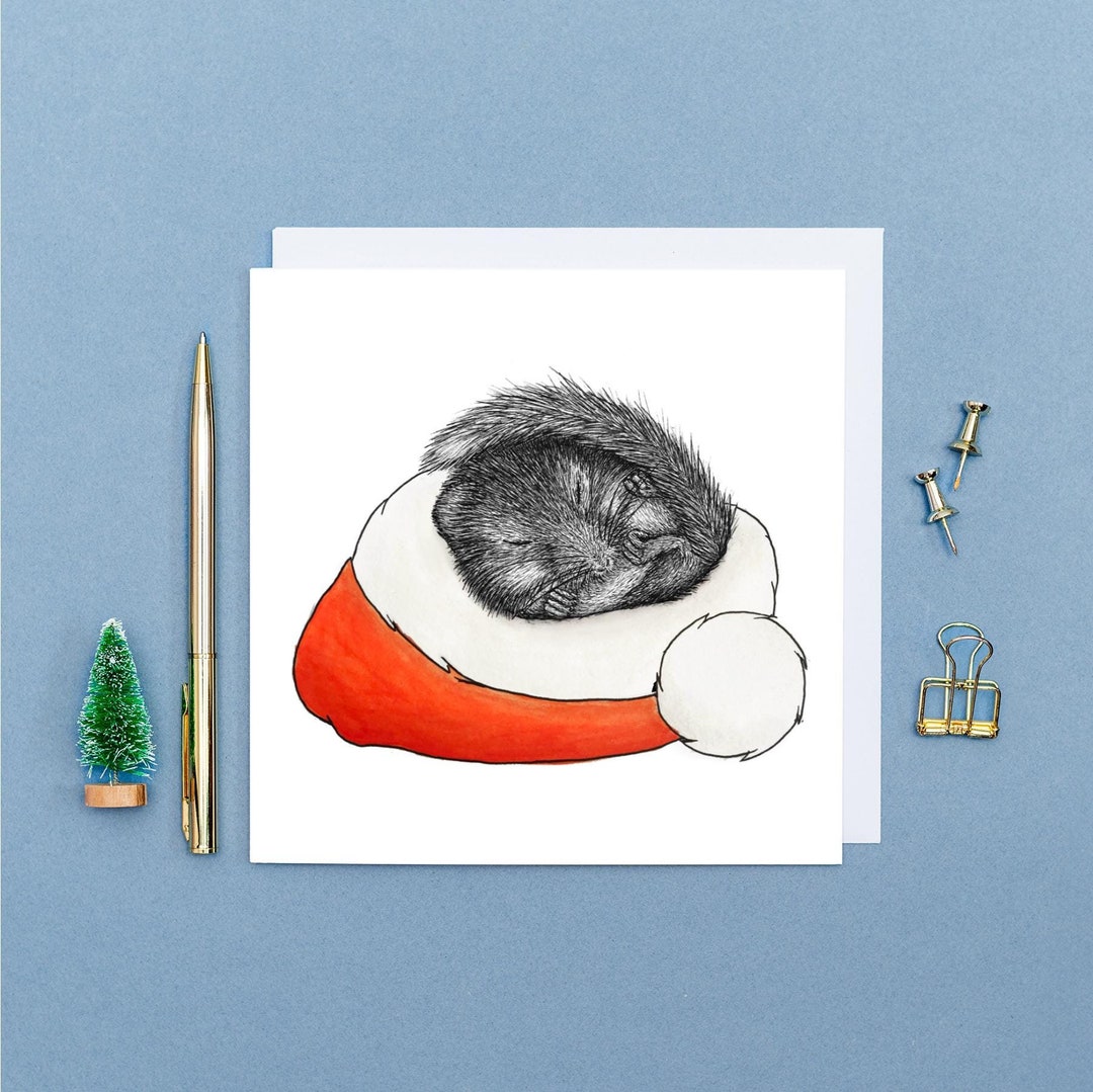 Hazel Dormouse Christmas Card // Cute Animal Christmas Cards // Hand ...