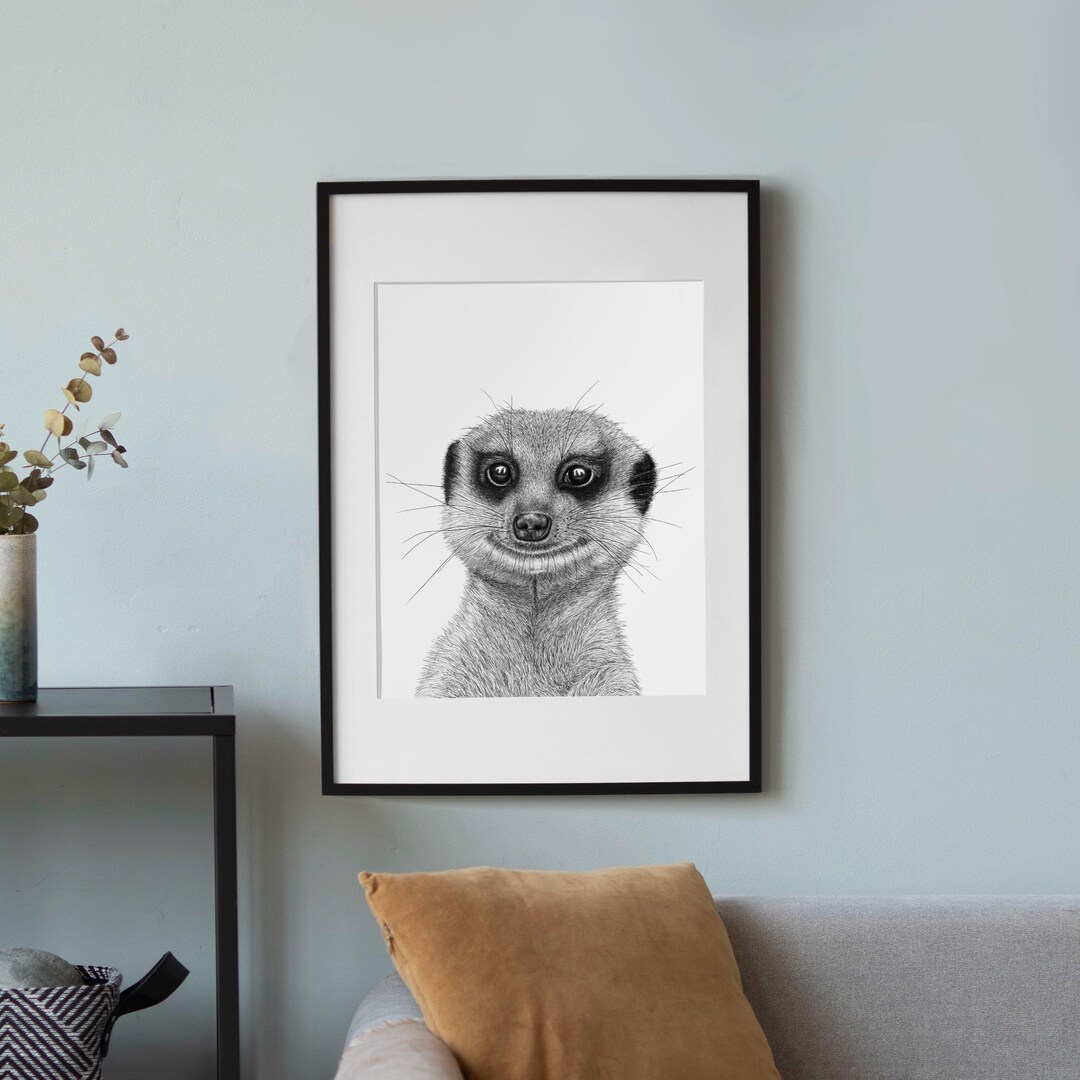 Meerkat A4 Art Print // Meerkat Wall Art, Wildlife Art, Meerkat Gift ...