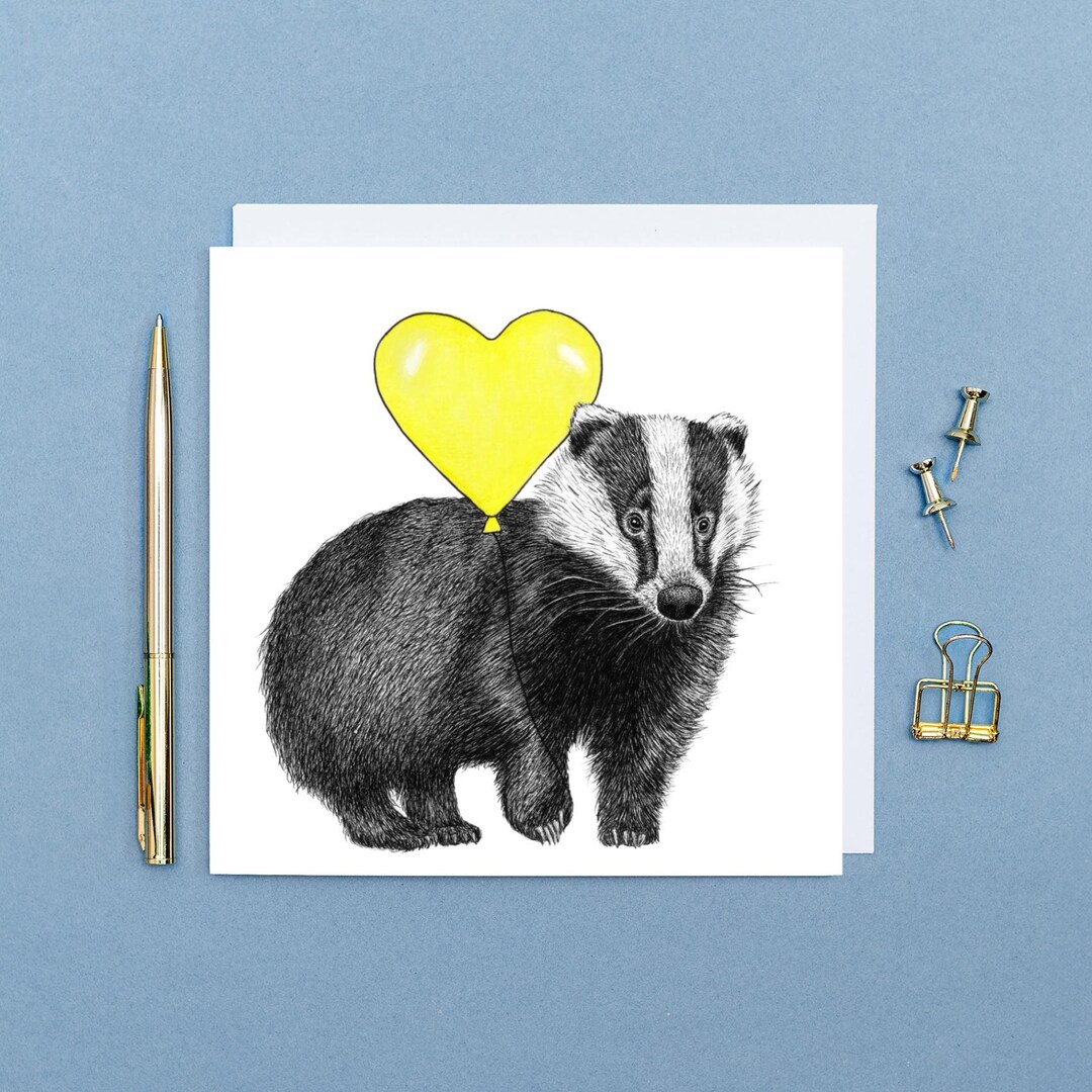Badger Birthday Card // Animal Art, Love Card, Card for Best Friend ...
