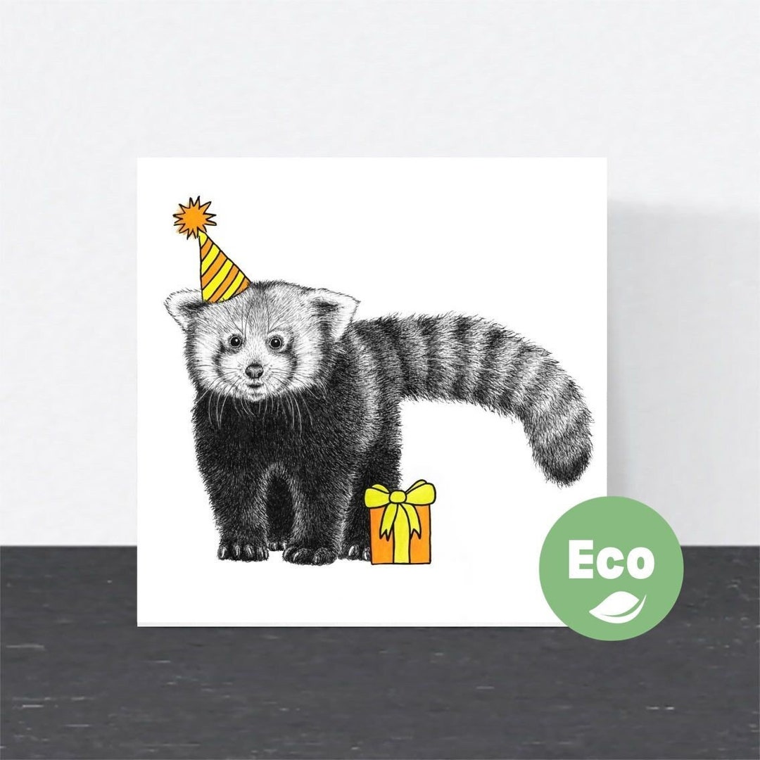 Red Panda Birthday Card // Cute Animal Art Card for Friend - Etsy