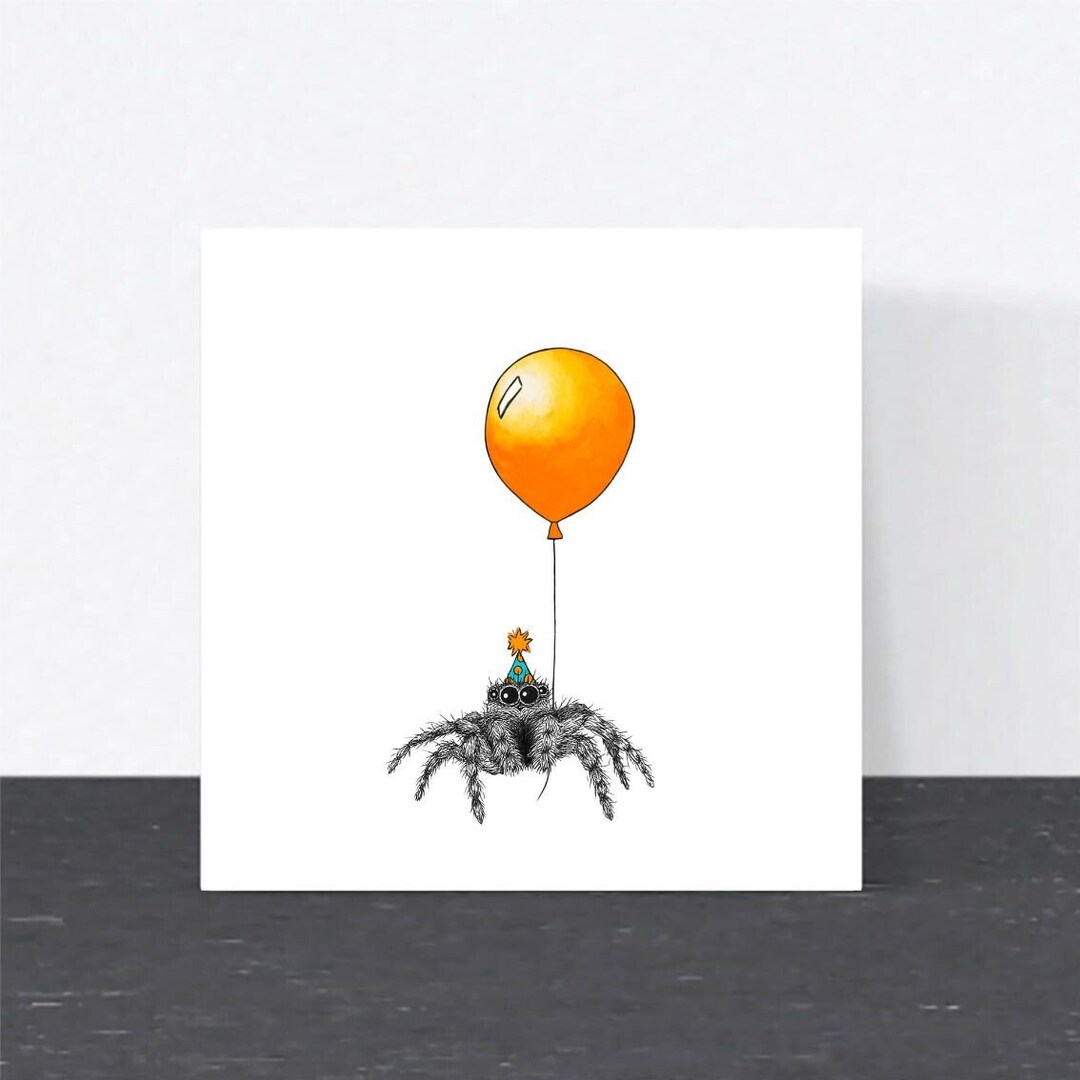 Spider Birthday Card // Cute Animal Art Card // Eco-friendly Birthday ...