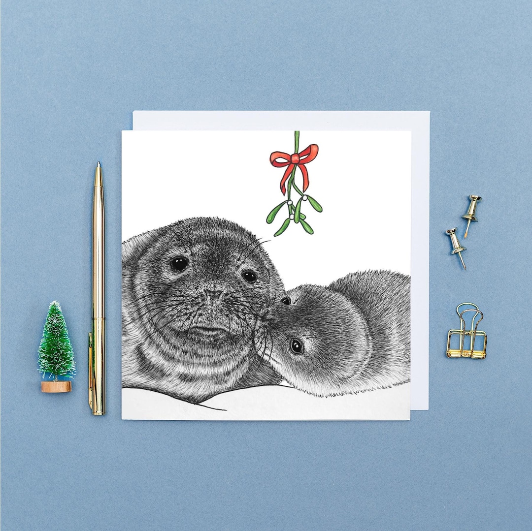 Seals Christmas Card // Cute Christmas Card // Animal Christmas Cards ...
