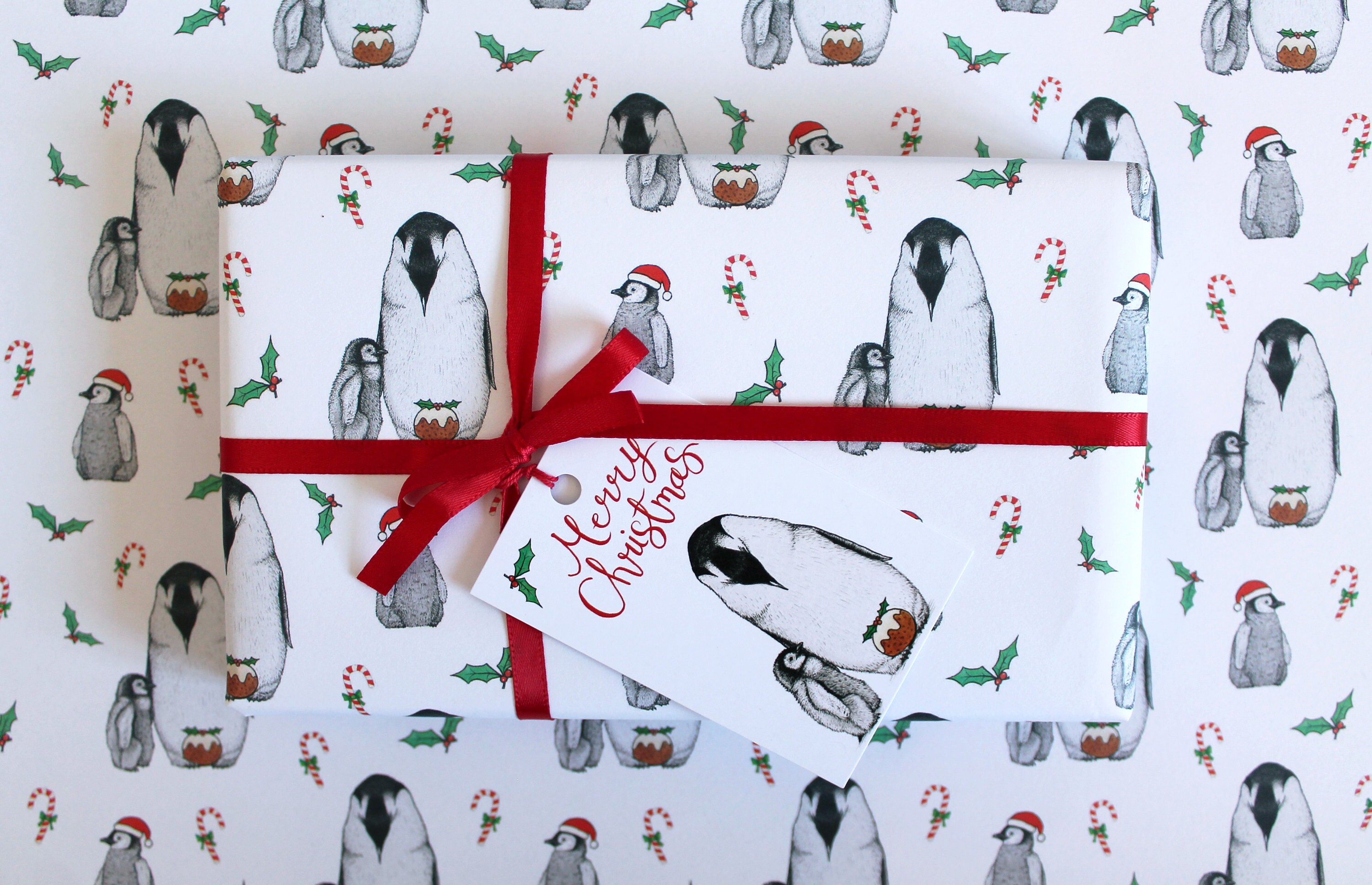 Christmas Penguin Gift Wrap and Tags Set // Animal Wrapping - Etsy UK