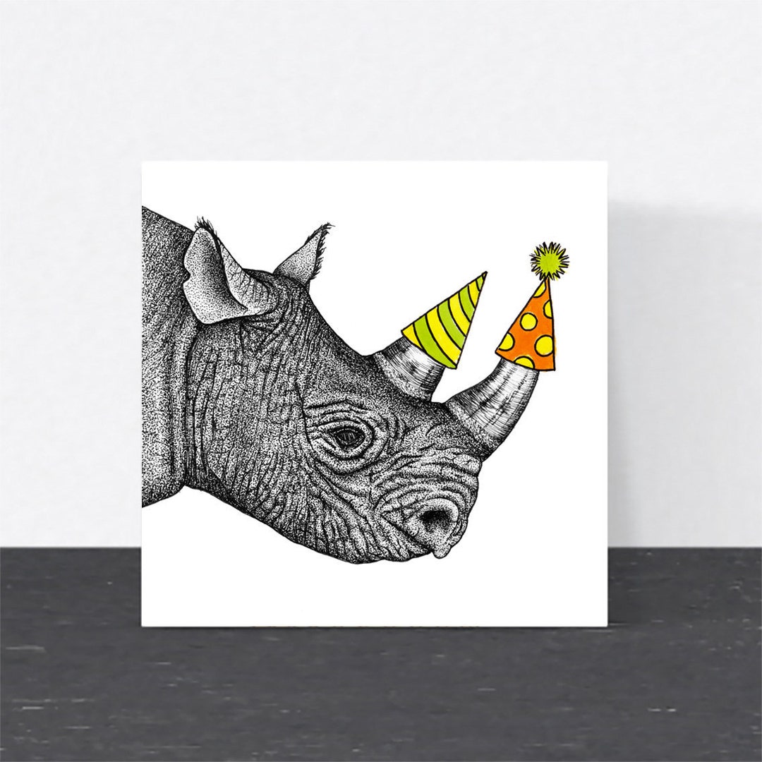 Rhino Birthday Card // Animal Art Cards for Him Cards for - Etsy