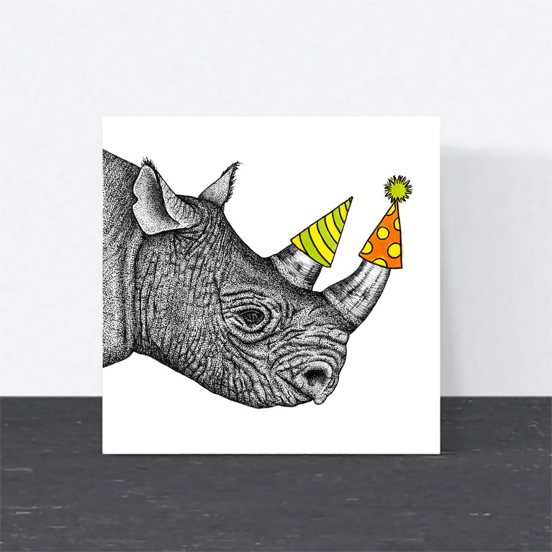 Rhino birthday card // animal art cards for him cards for | Etsy