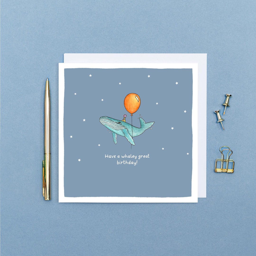 Have a Whaley Great Birthday! - Birthday Whale Card // Funny Animal ...