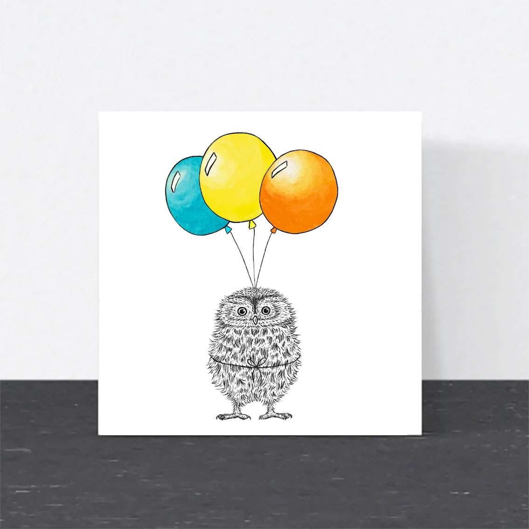 Cute Owl Birthday Card // Cute Animal Birthday Card // Hand Drawn ...
