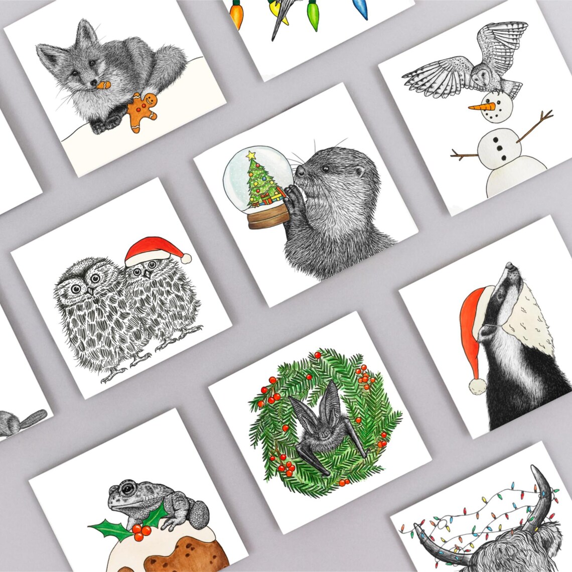 Long-eared Bat Christmas Card // Animal Art, British Wildlife Card ...