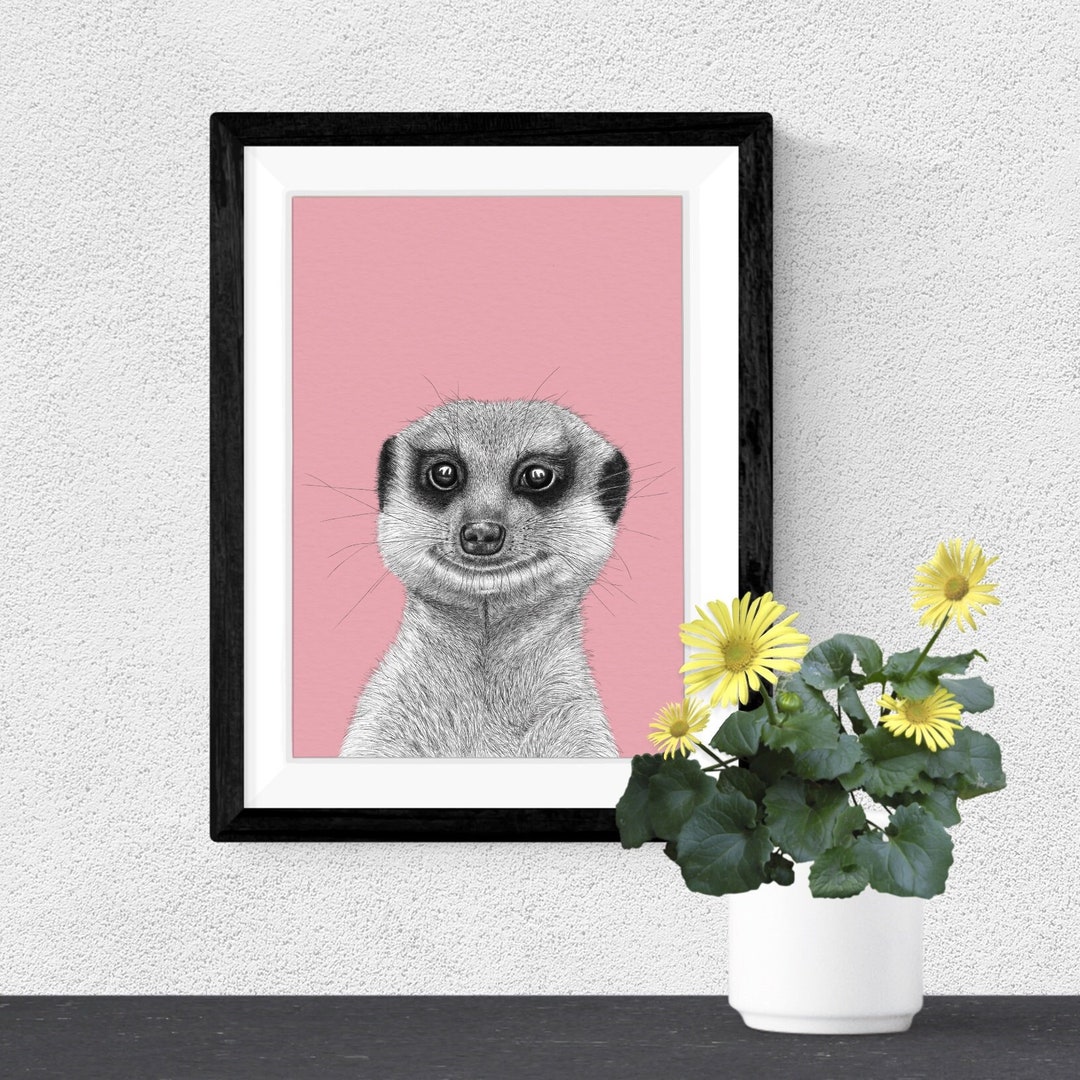 Meerkat A4 Art Print // Meerkat Wall Art, Wildlife Art, Meerkat Gift ...